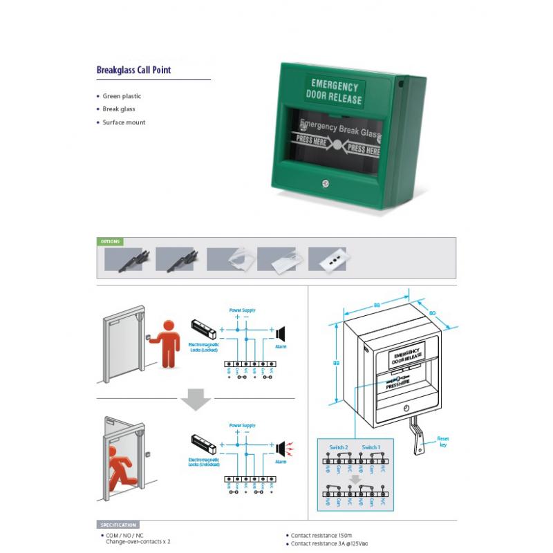 Green Break Glass Call Point - Rushton Electronic Solutions