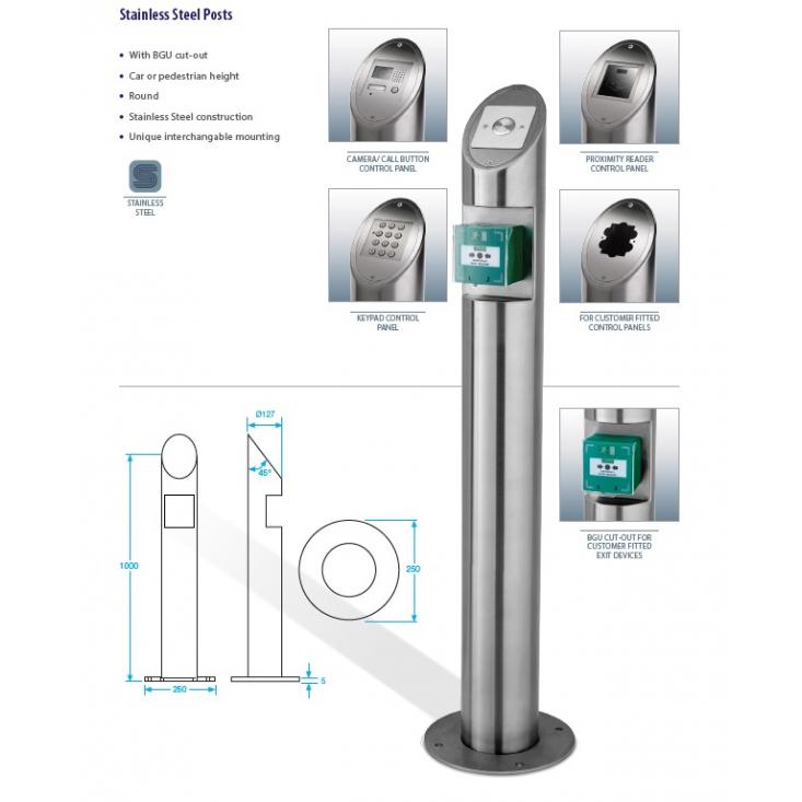 Stainless Steel Reader Post with Cut Out - Rushton Electronic Solutions