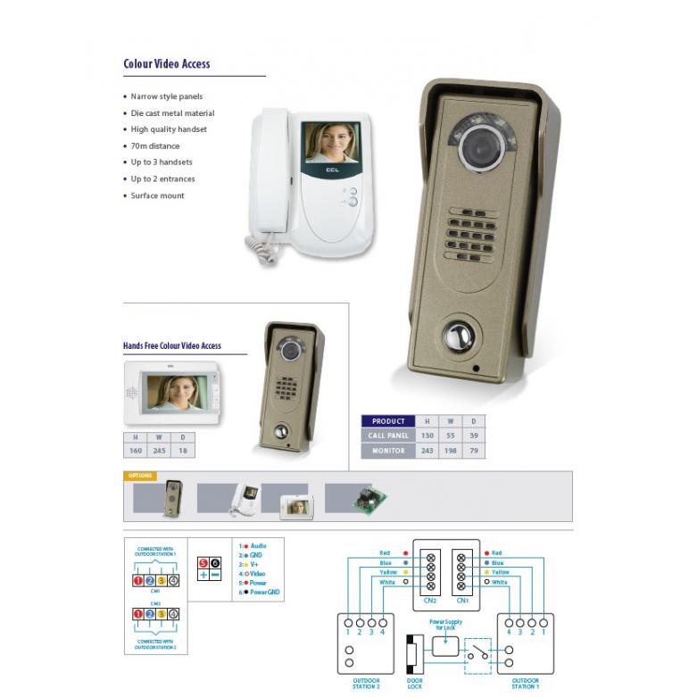 Slim Colour Video Intercom Kit - Handsfree & Handset Options - Rushton ...