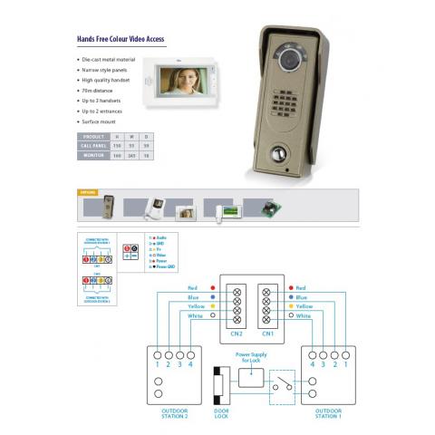 Slim Colour Video Intercom Kit - Handsfree & Handset Options - Rushton ...